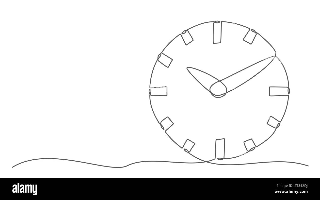 Clock One line drawing on white background Stock Vector Image & Art - Alamy