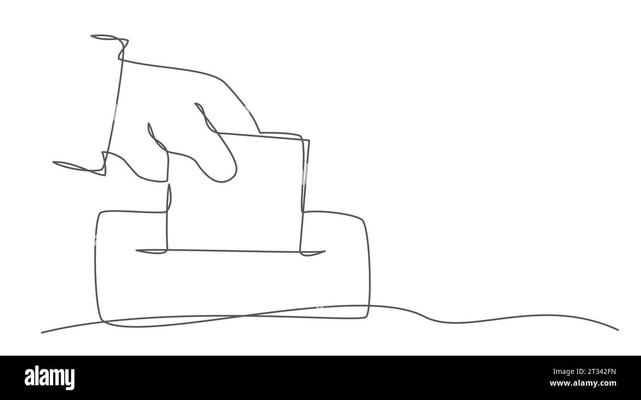 Vote One line drawing isolated on white background Stock Vector Image ...