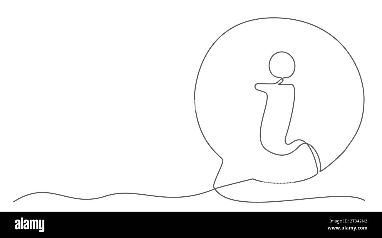Information One line drawing isolated on white background Stock Vector ...
