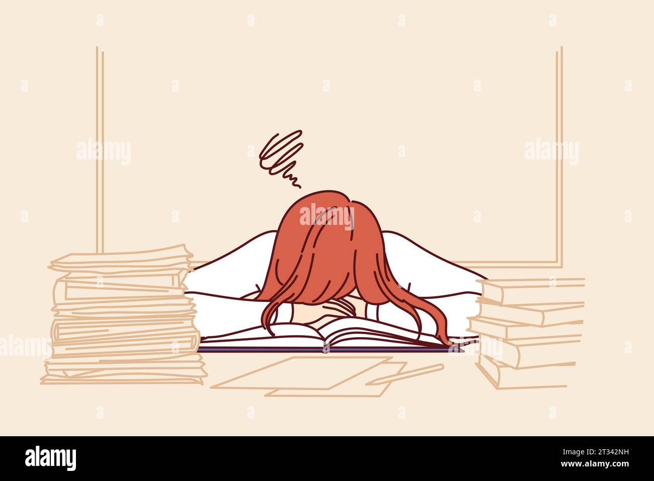 Exhausted teacher classroom Stock Vector Images - Alamy