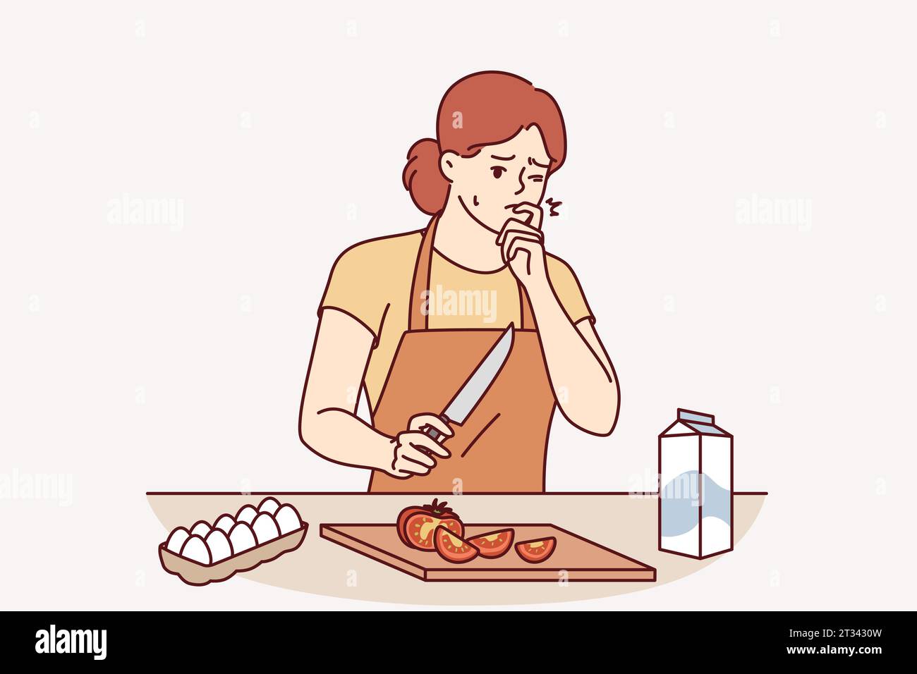 Woman vegetable cut finger Stock Vector Images - Alamy