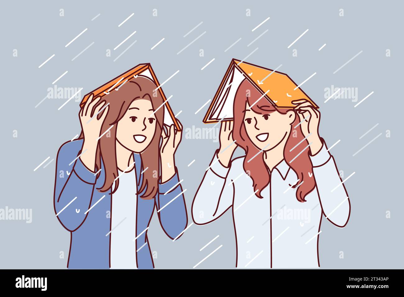 Girls standing under shower Stock Vector Images - Alamy