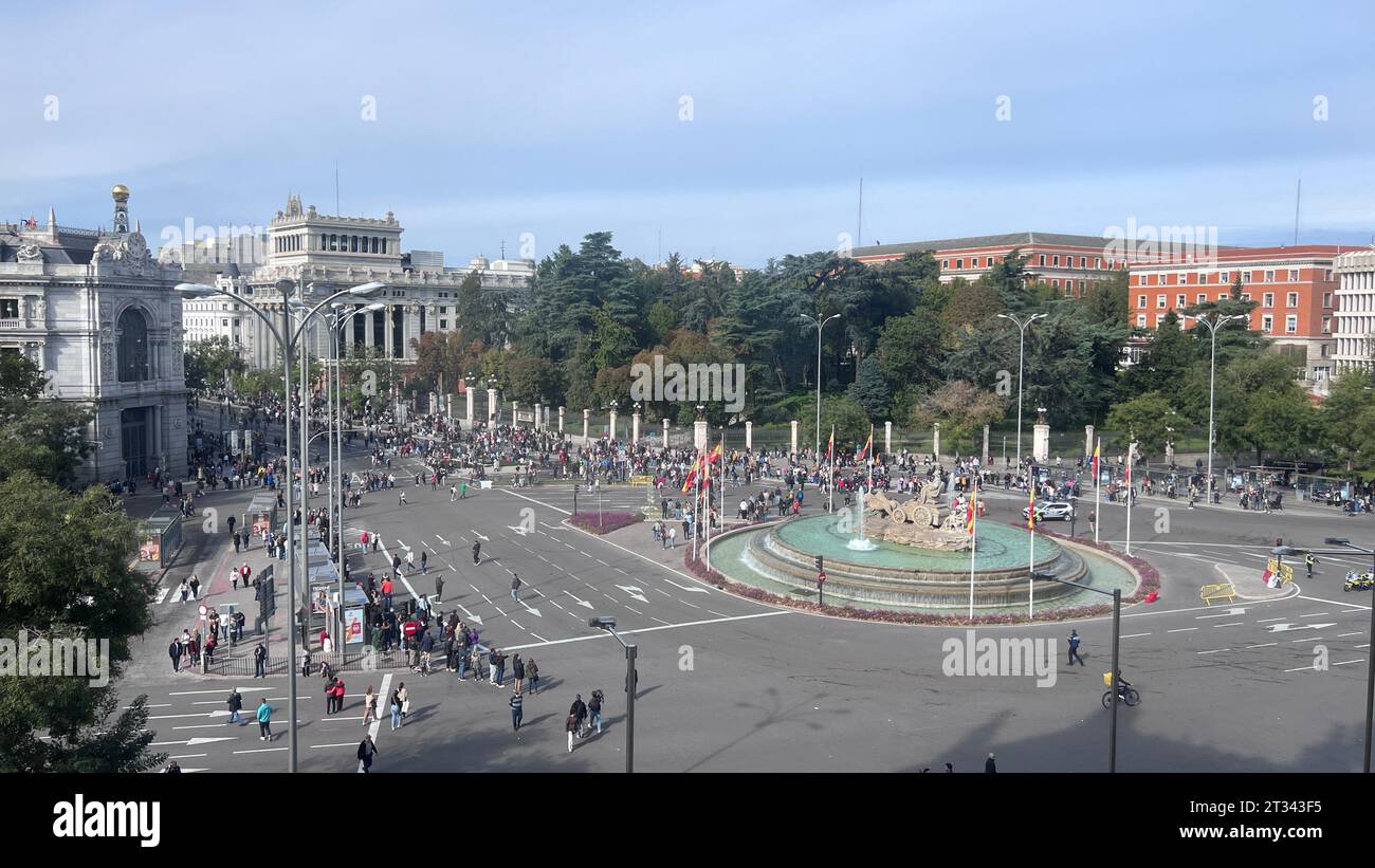 Aerial view of the Cibeles square in Madrid Stock Photo - Alamy