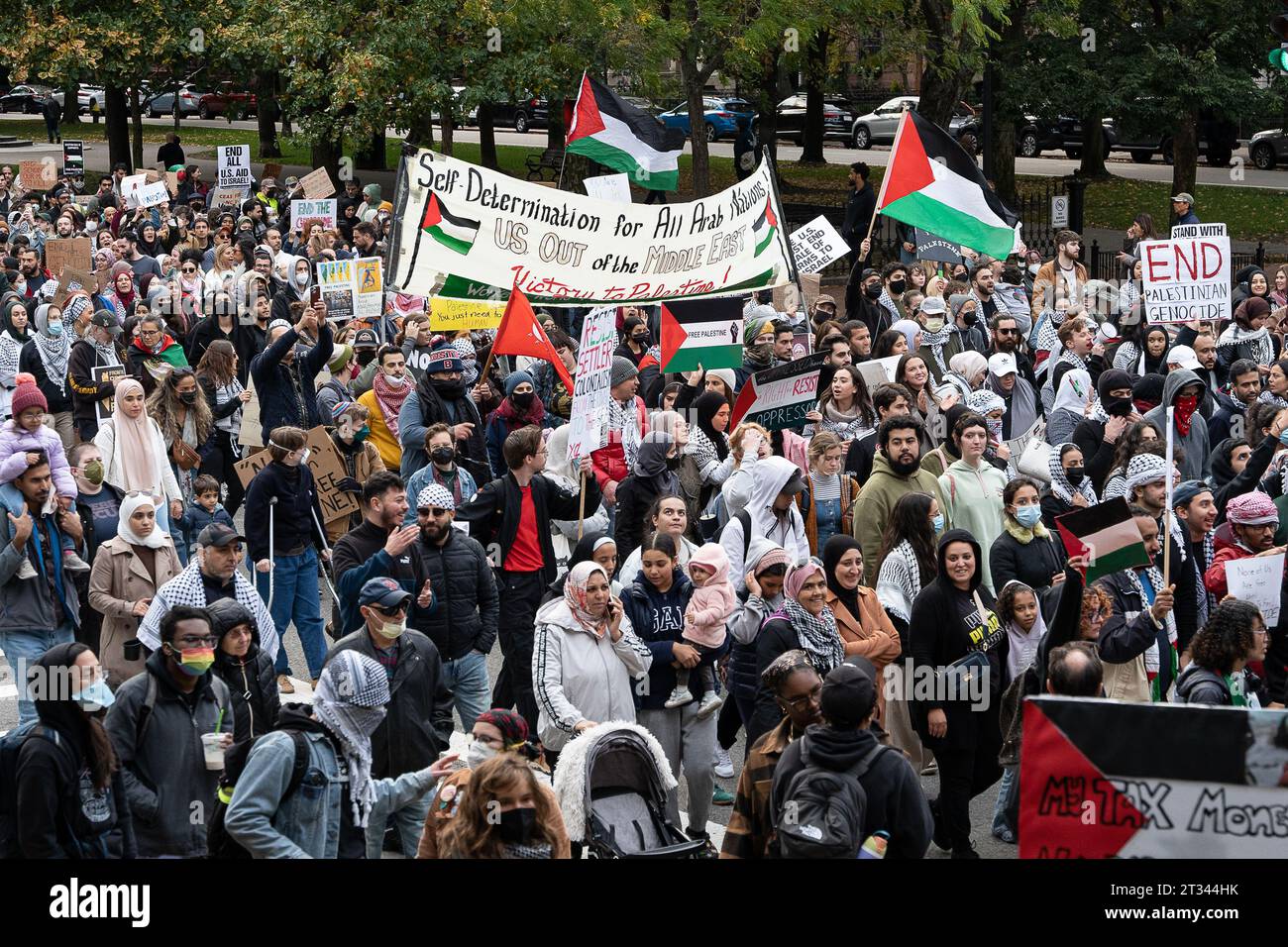 Pro-Palestine protesters march through Boston's Back Bay neighborhood ...