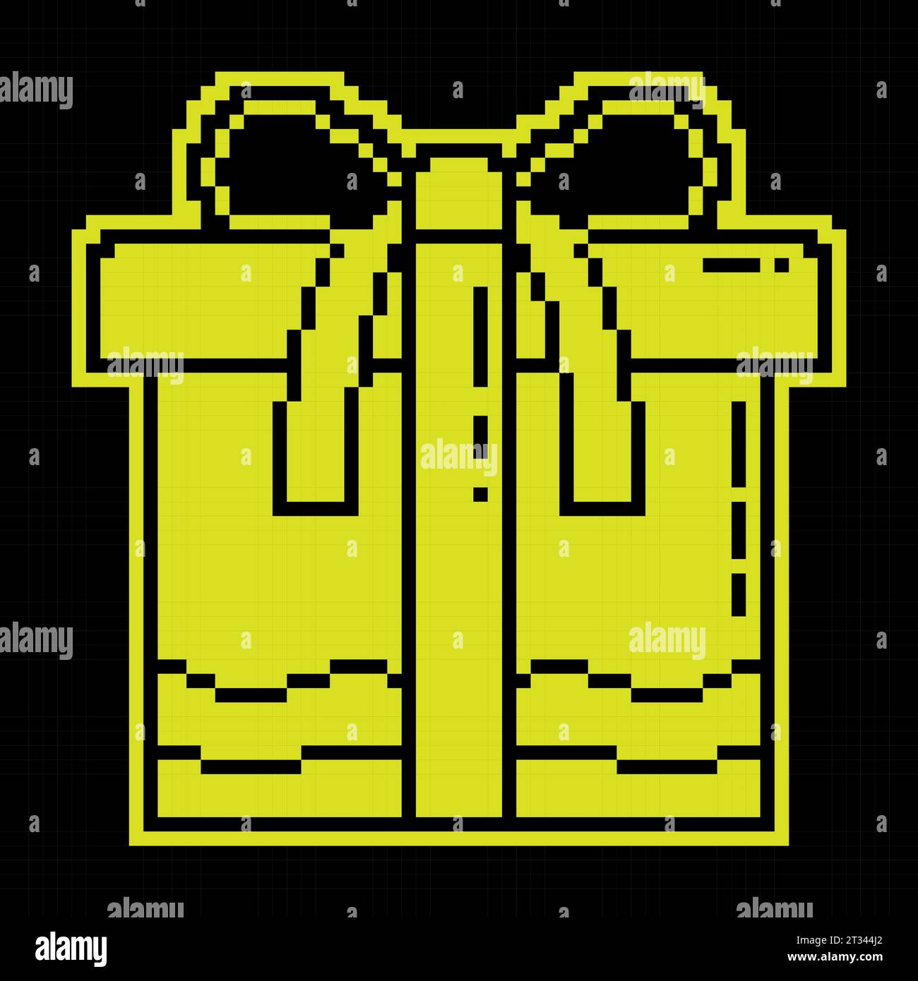Pixel silhouette icon. Gift holiday box with bow on top. Gifts and ...