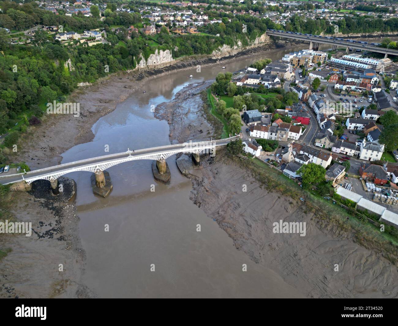 The Grade 1 listed Old Wye Bridge or Town Bridge at Chepstow, built ...