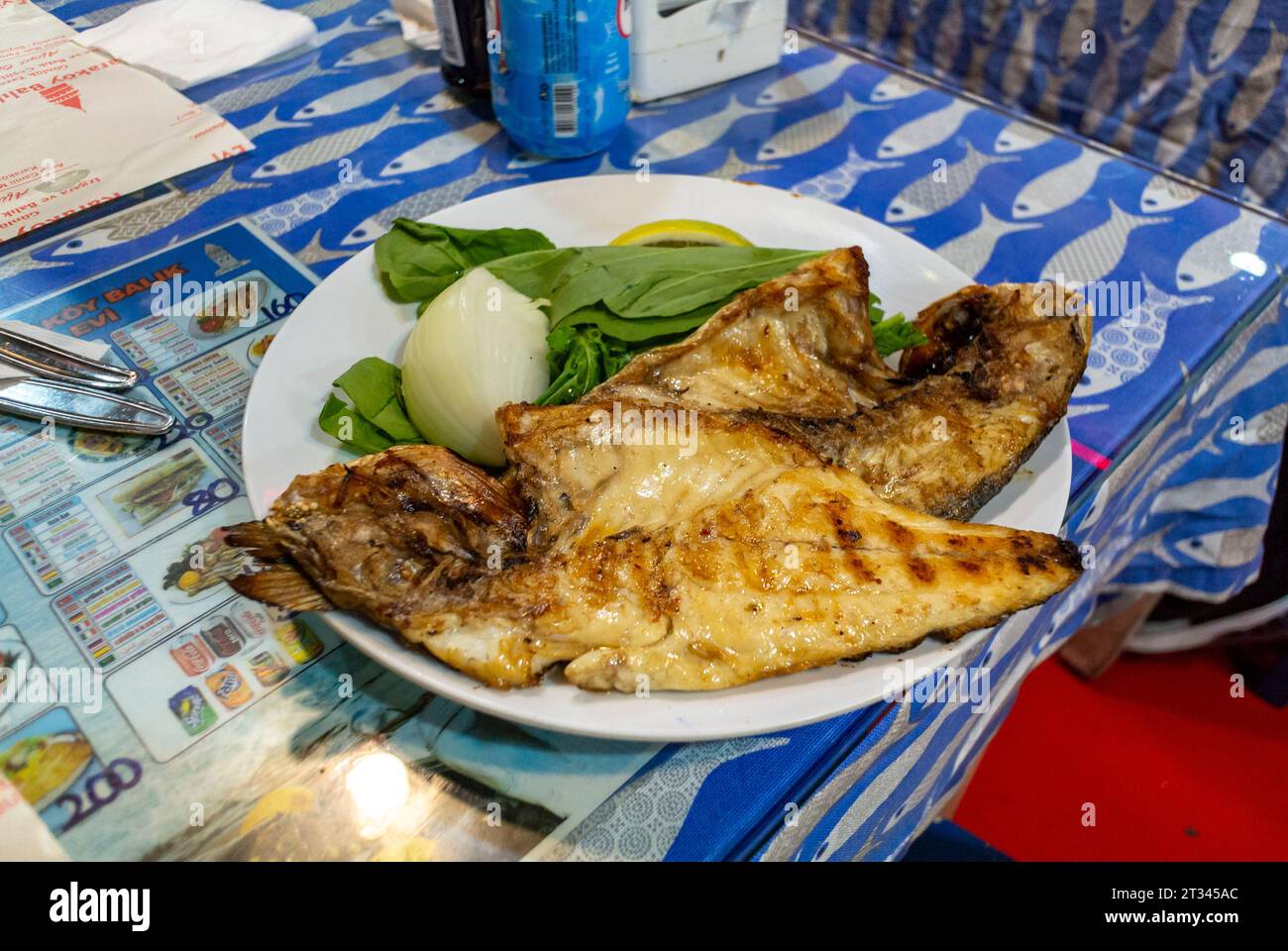 Istanbul, Turkey, Grilled mackerel on a table Stock Photo - Alamy