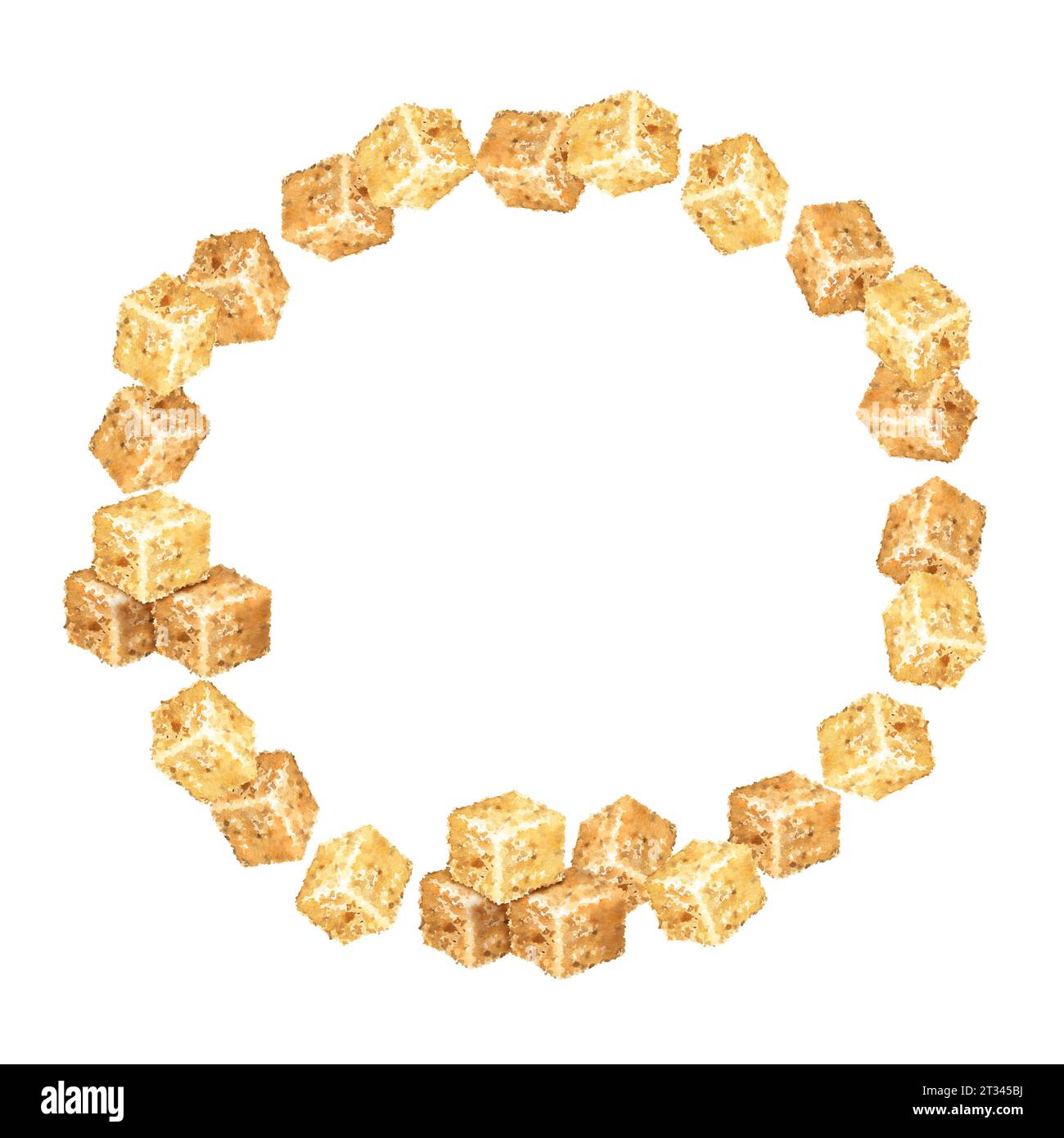 watercolor wreath with brown sugar cubes, hand drawn illustration of ...