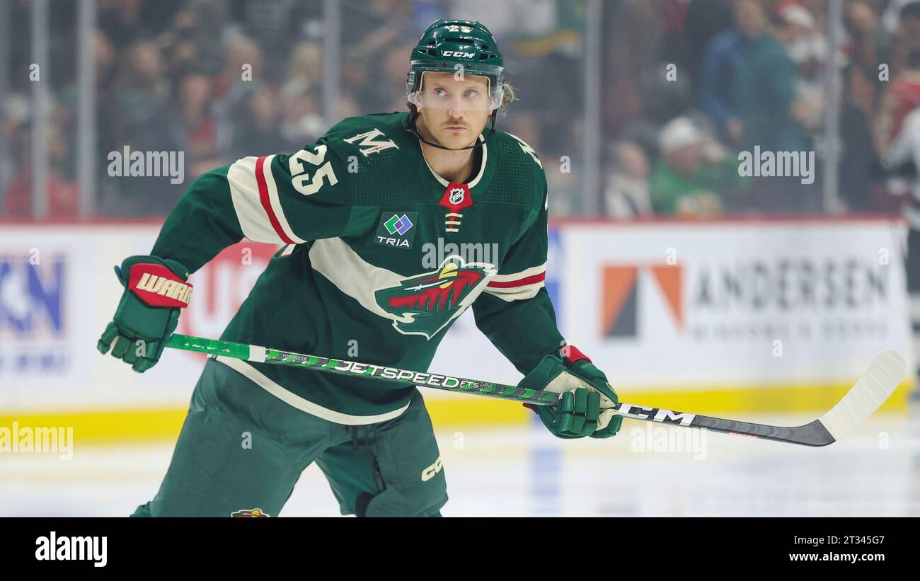 Minnesota Wild defenseman Jonas Brodin (25) skates during the first ...