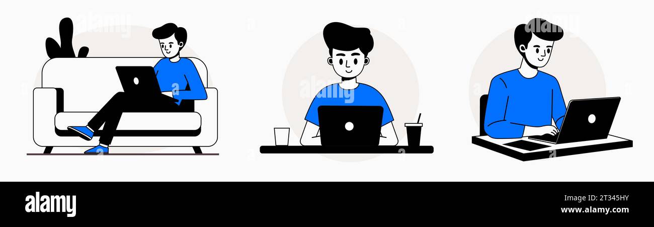 Man typing cartoon hi-res stock photography and images - Alamy