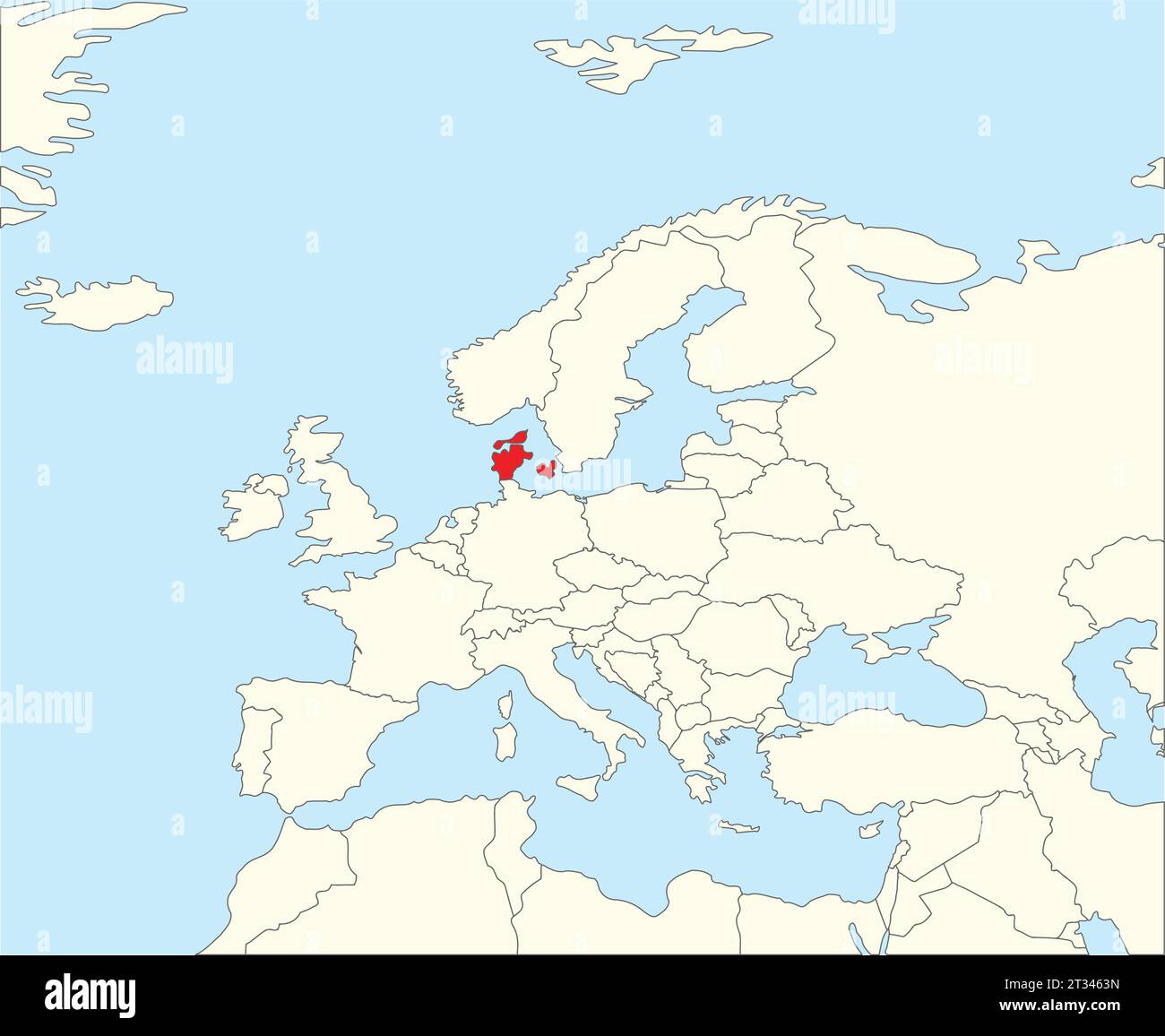 Location map of the KINGDOM OF DENMARK, EUROPE Stock Vector Image & Art ...