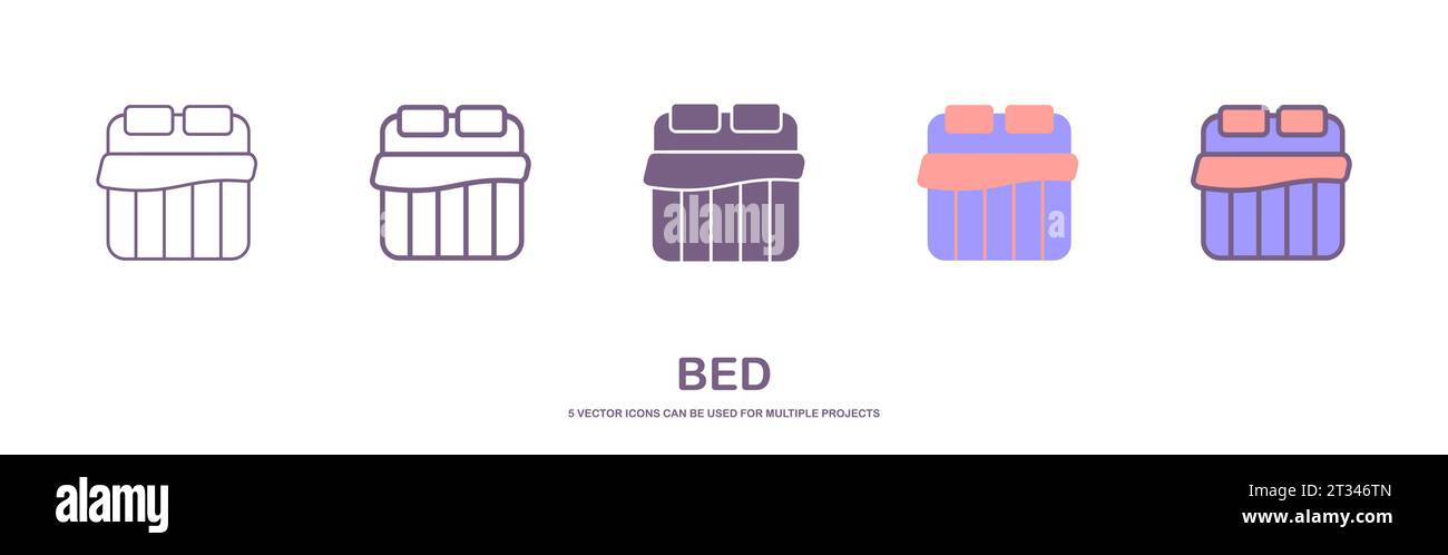 set of bed icons. sign design illustration. isolated on white ...