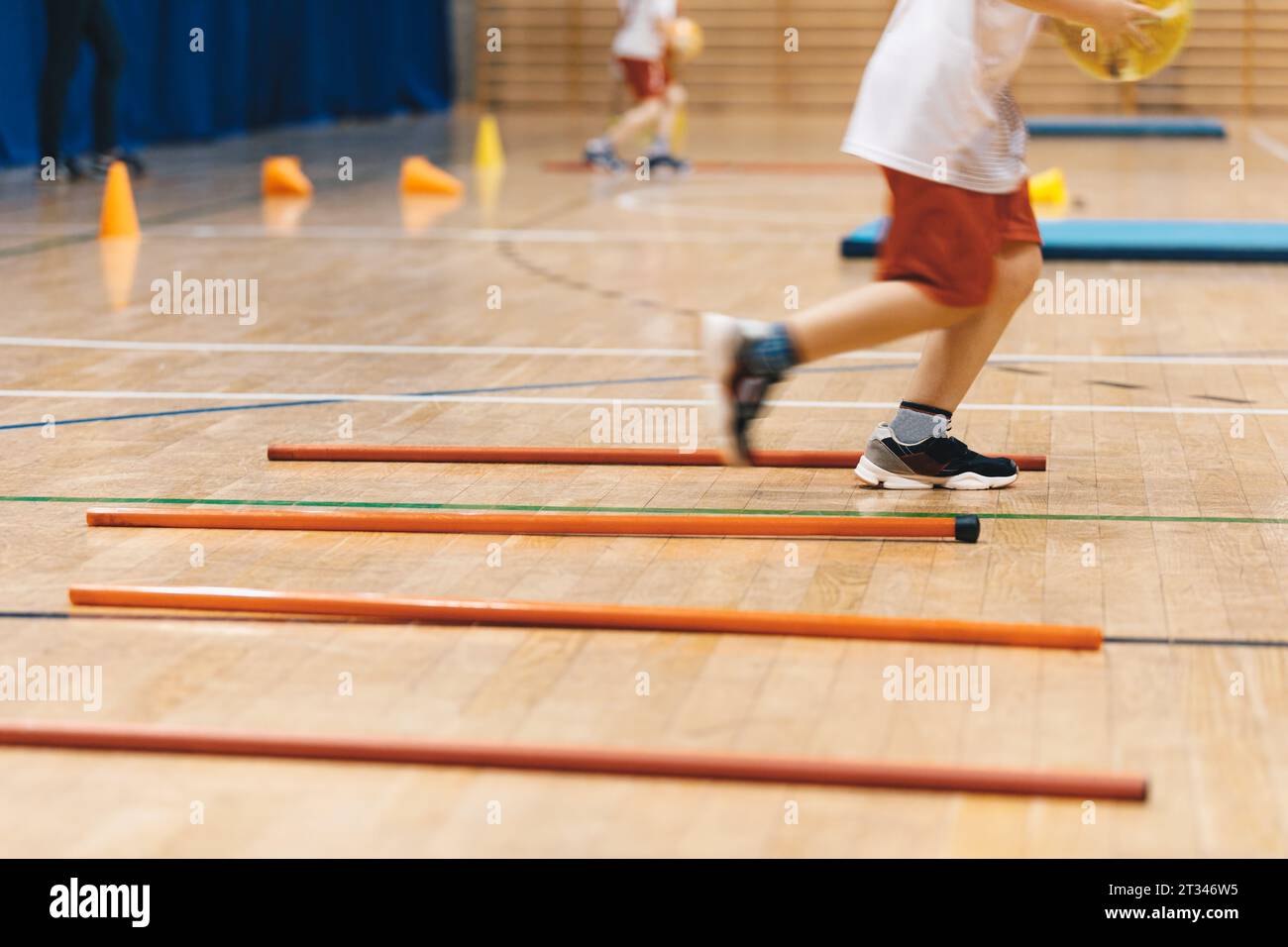 Futsal training field. Indoor football practice for children. Indoor ...