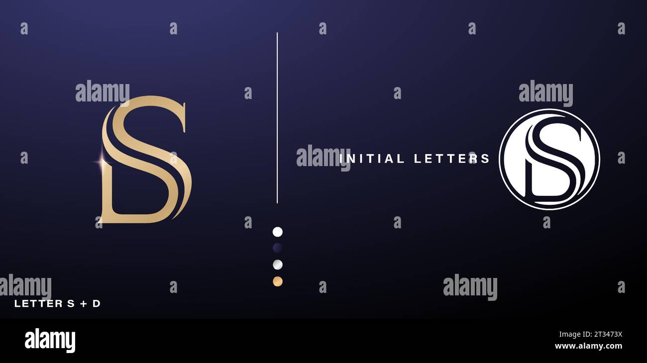 SD monogram letter logo with blue and gold color for business cards ...