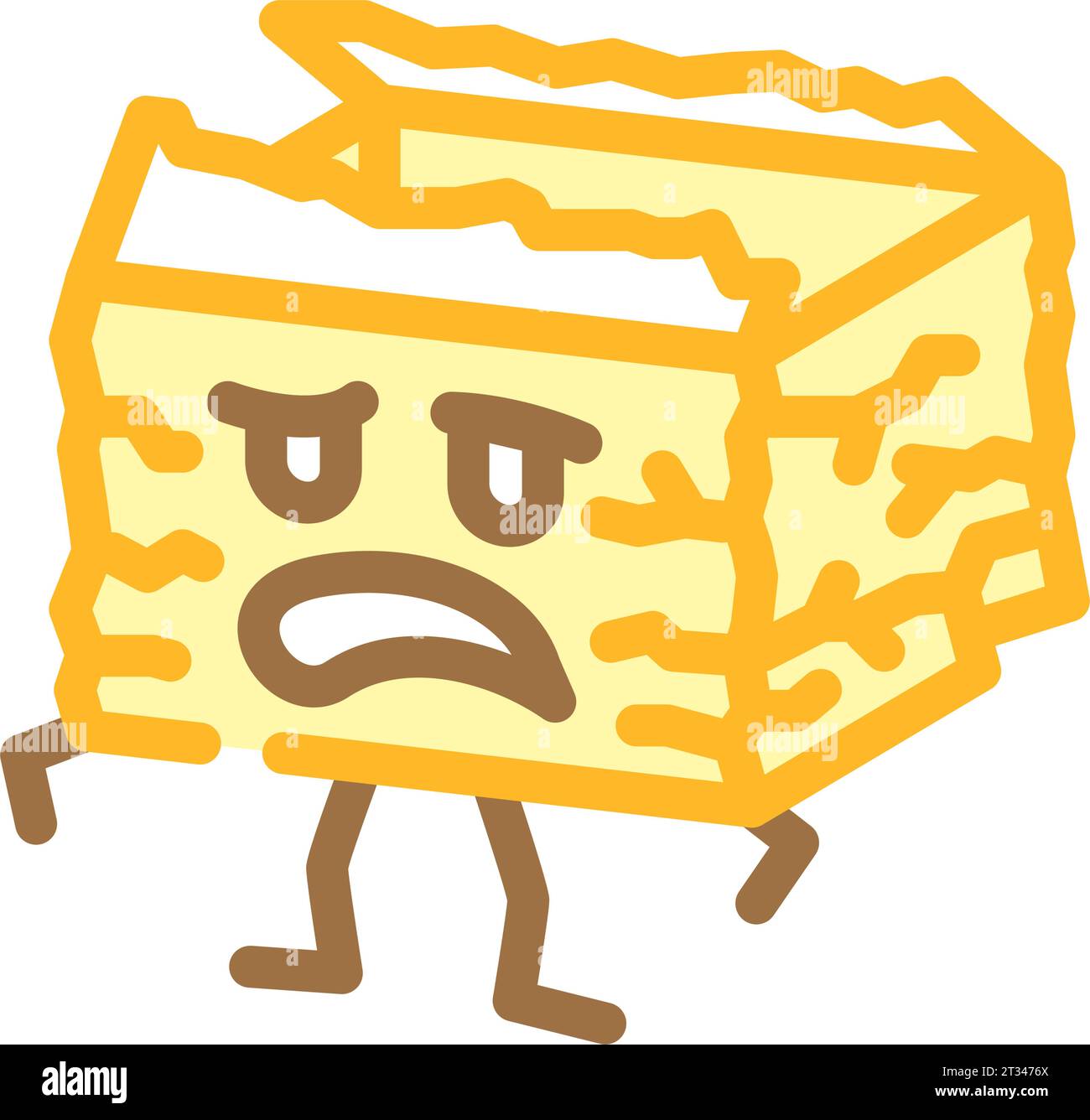 sad torn cardboard box character color icon vector illustration Stock ...