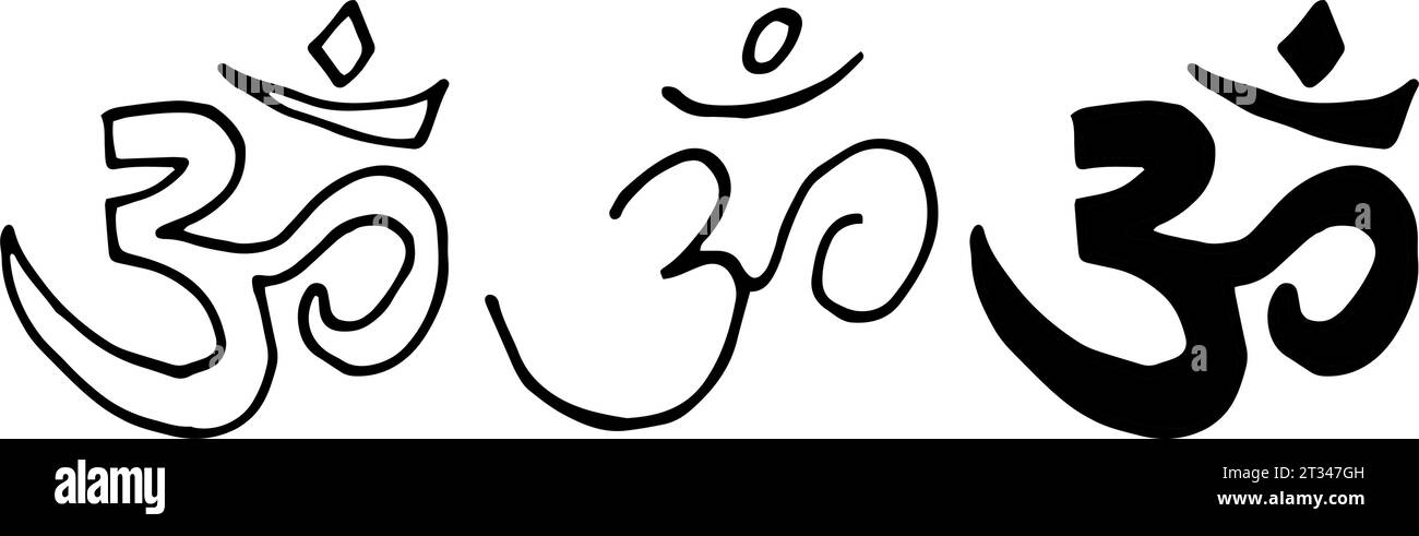 Collection of sacred sound symbol OM in doodle style. Happy Diwali. Om ...