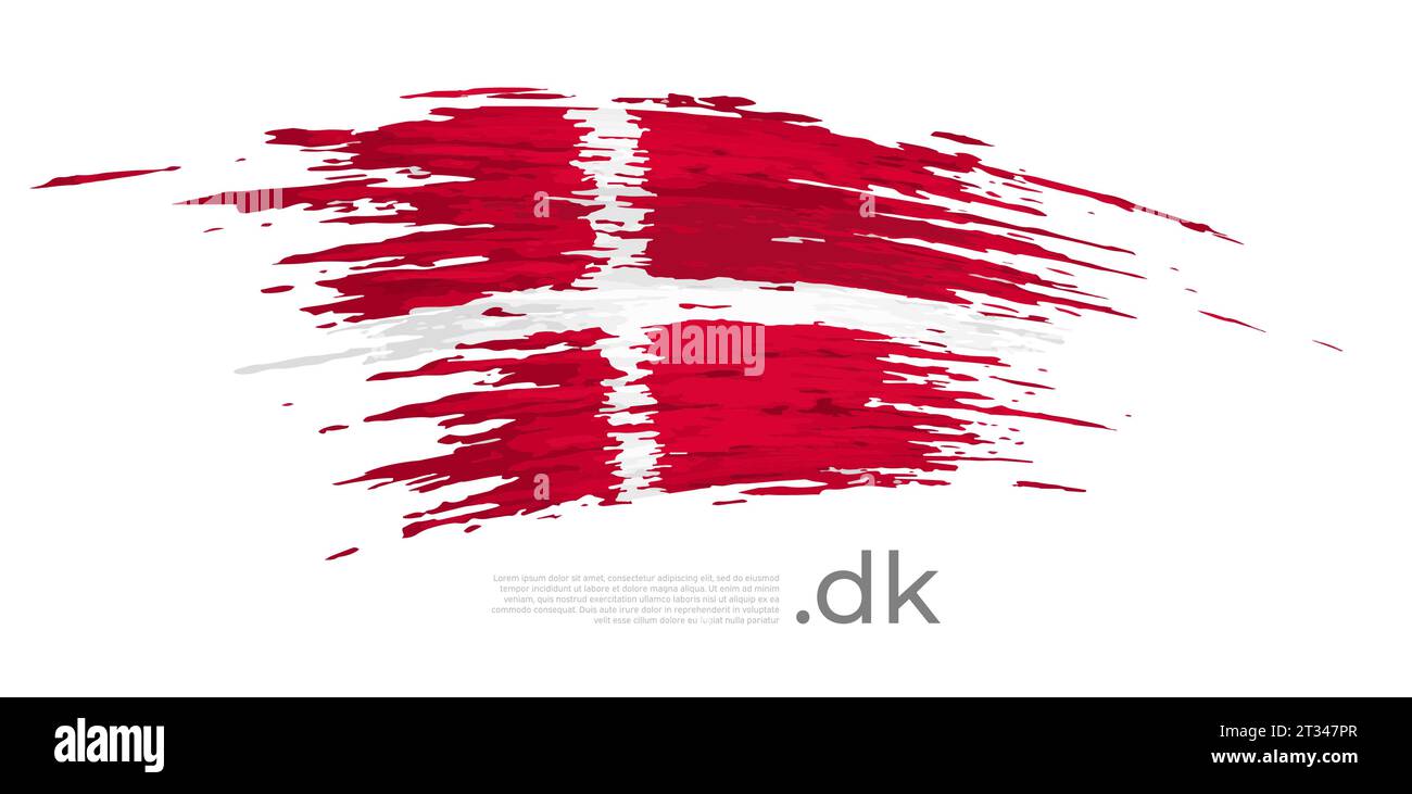 Denmark flag. Brush strokes, grunge. Brush painted danish flag on white ...