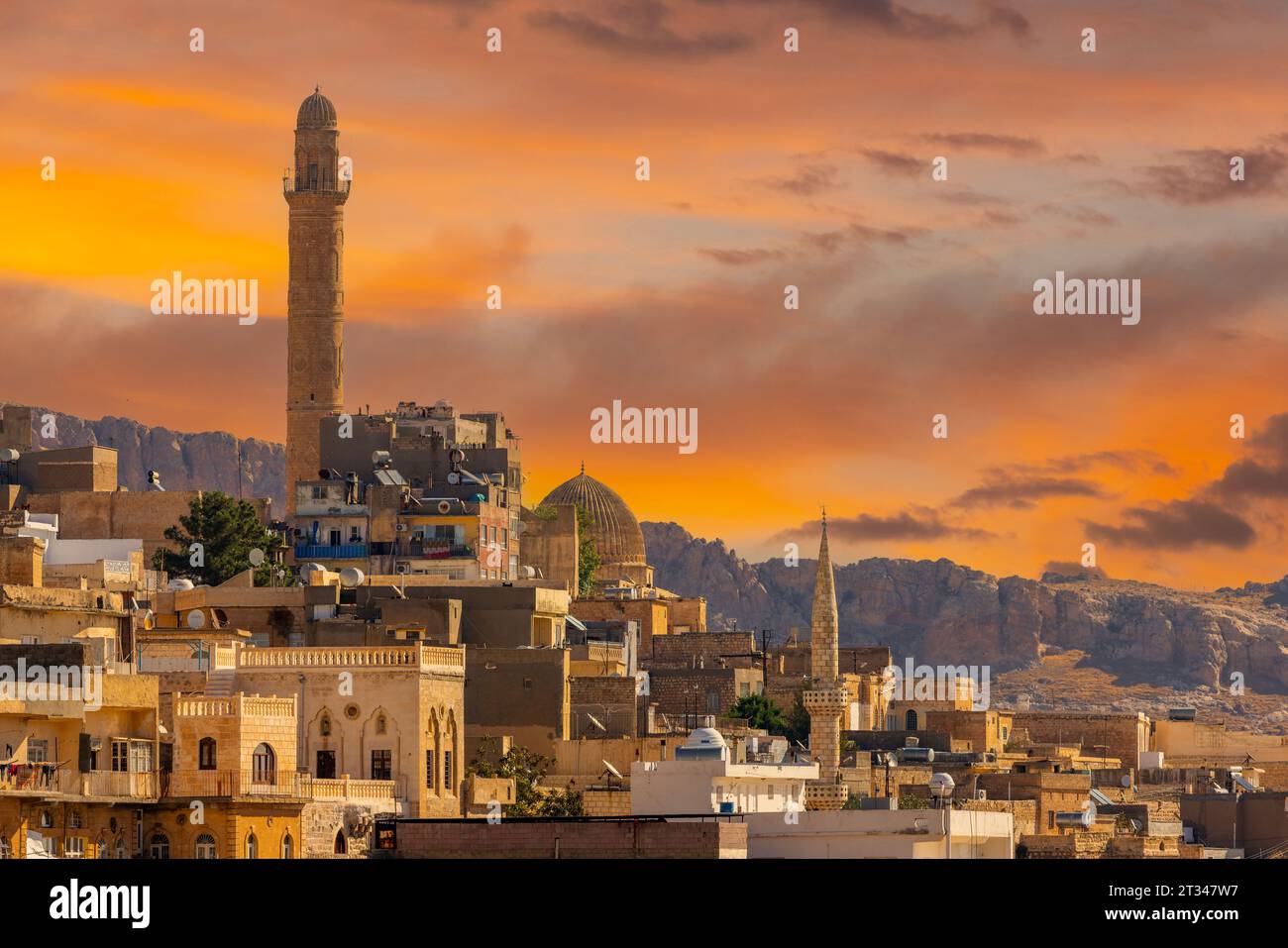 Ancient and stone houses of Old Mardin (Eski Mardin) with Mardin Castle ...