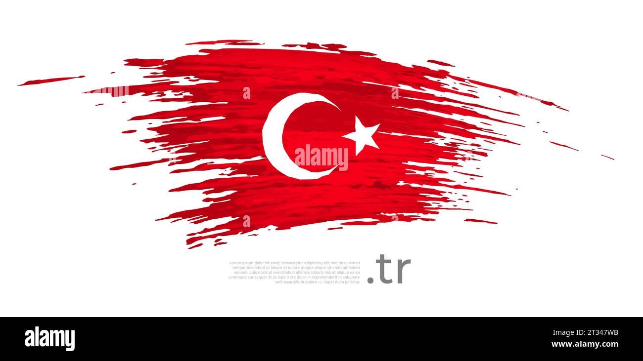 Turkey flag. Brush strokes, grunge. Brush painted turkish flag on white ...