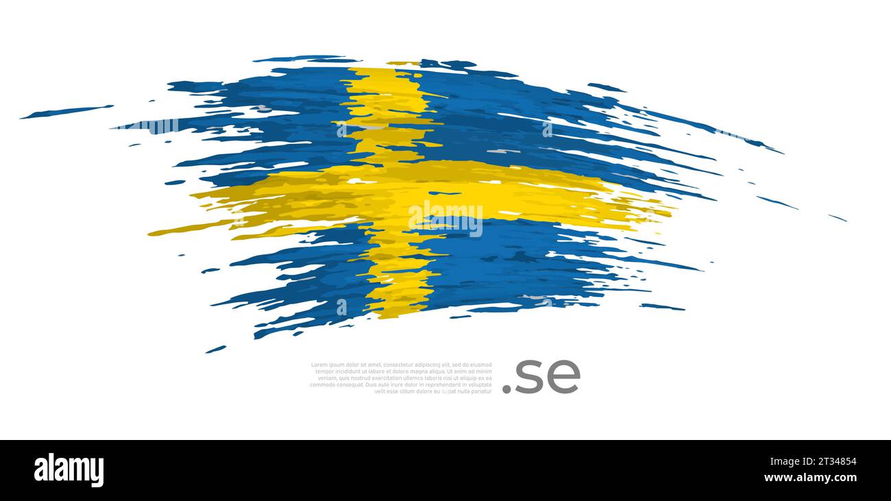 Sweden flag. Brush strokes, grunge. Brush painted swedish flag on white ...