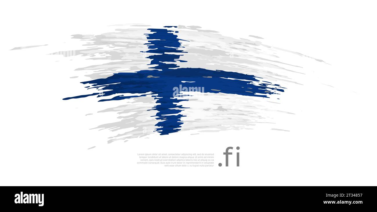 Finland flag. Brush strokes, grunge. Brush painted finnish flag on ...