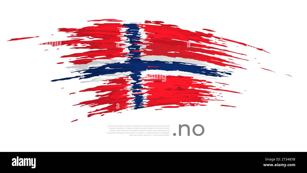 Norway flag. Brush strokes, grunge. Brush painted norwegian flag on ...
