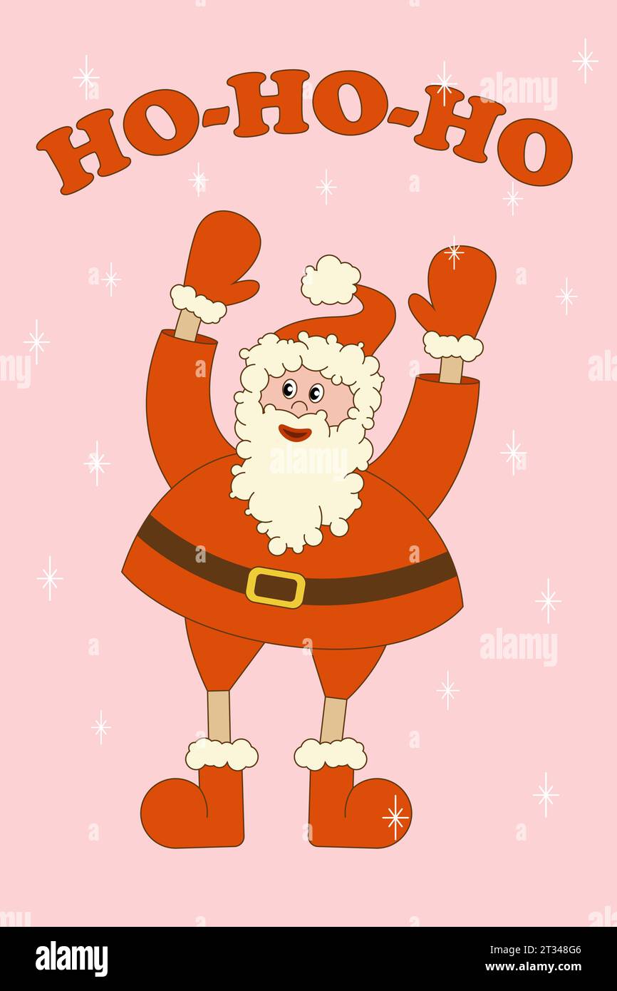 Santa Claus in retro style. Vector illustration in groovy cartoon style ...