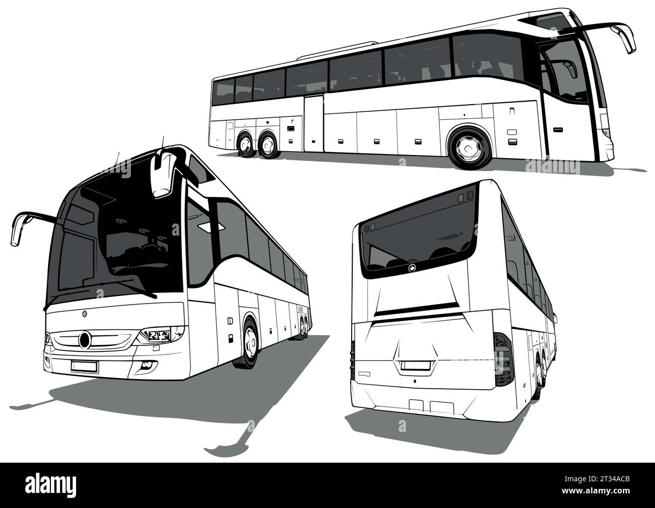 Set of Drawings of a Intercity Bus Stock Vector Image & Art - Alamy