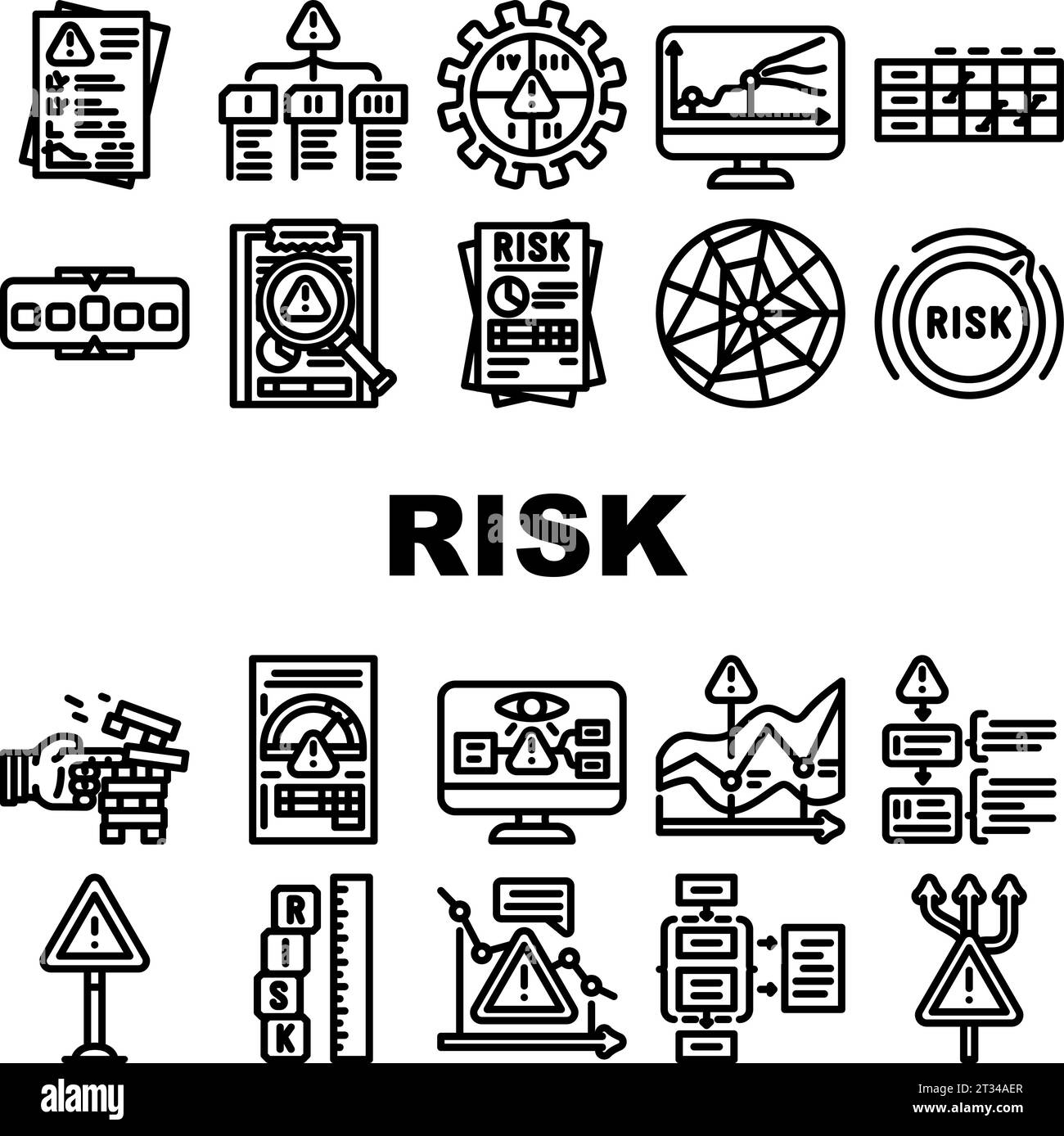 Risk assessment line icons Cut Out Stock Images & Pictures - Alamy
