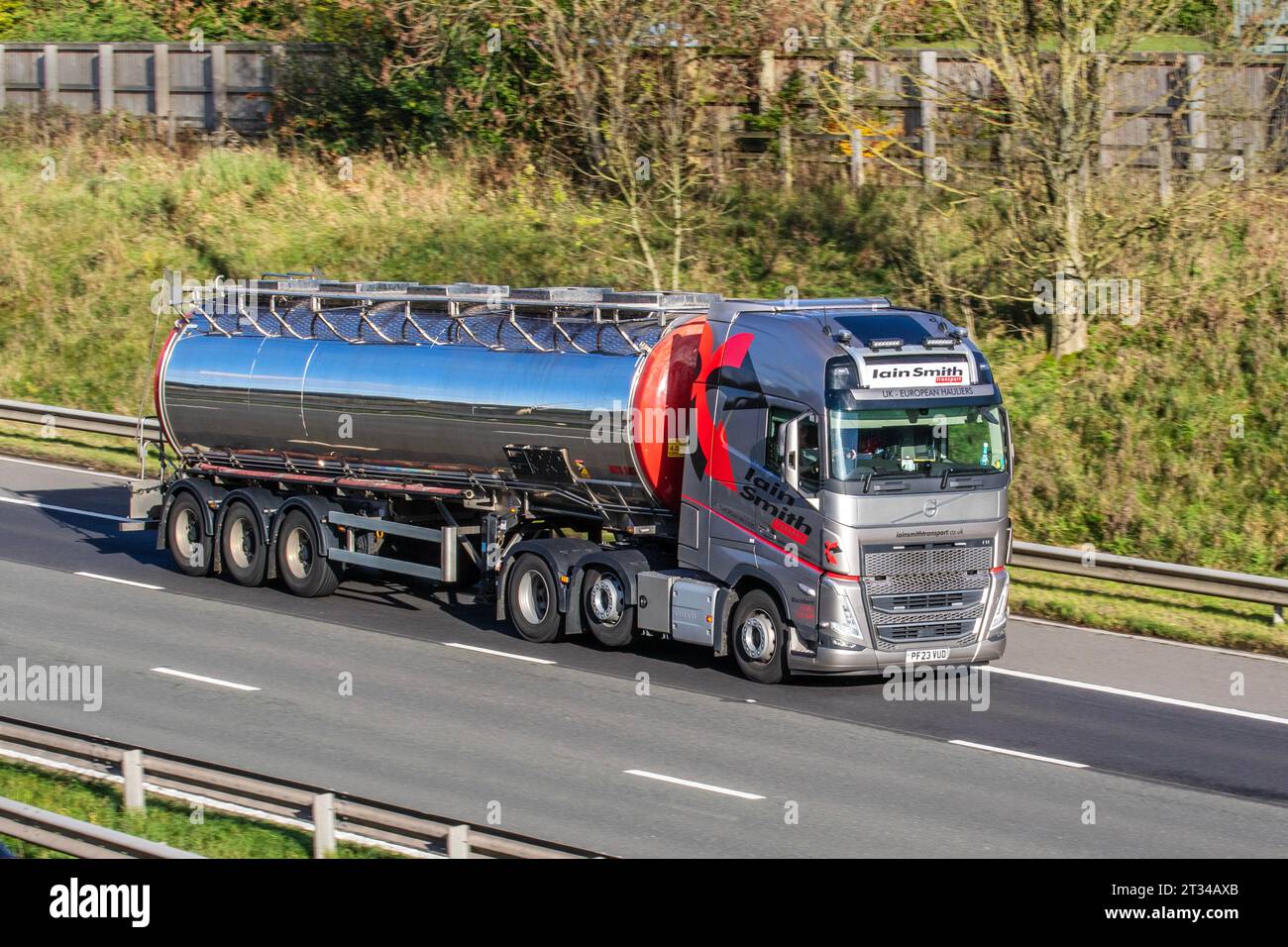 Iain Smith Transport European hauliers conical tanker; travelling at ...