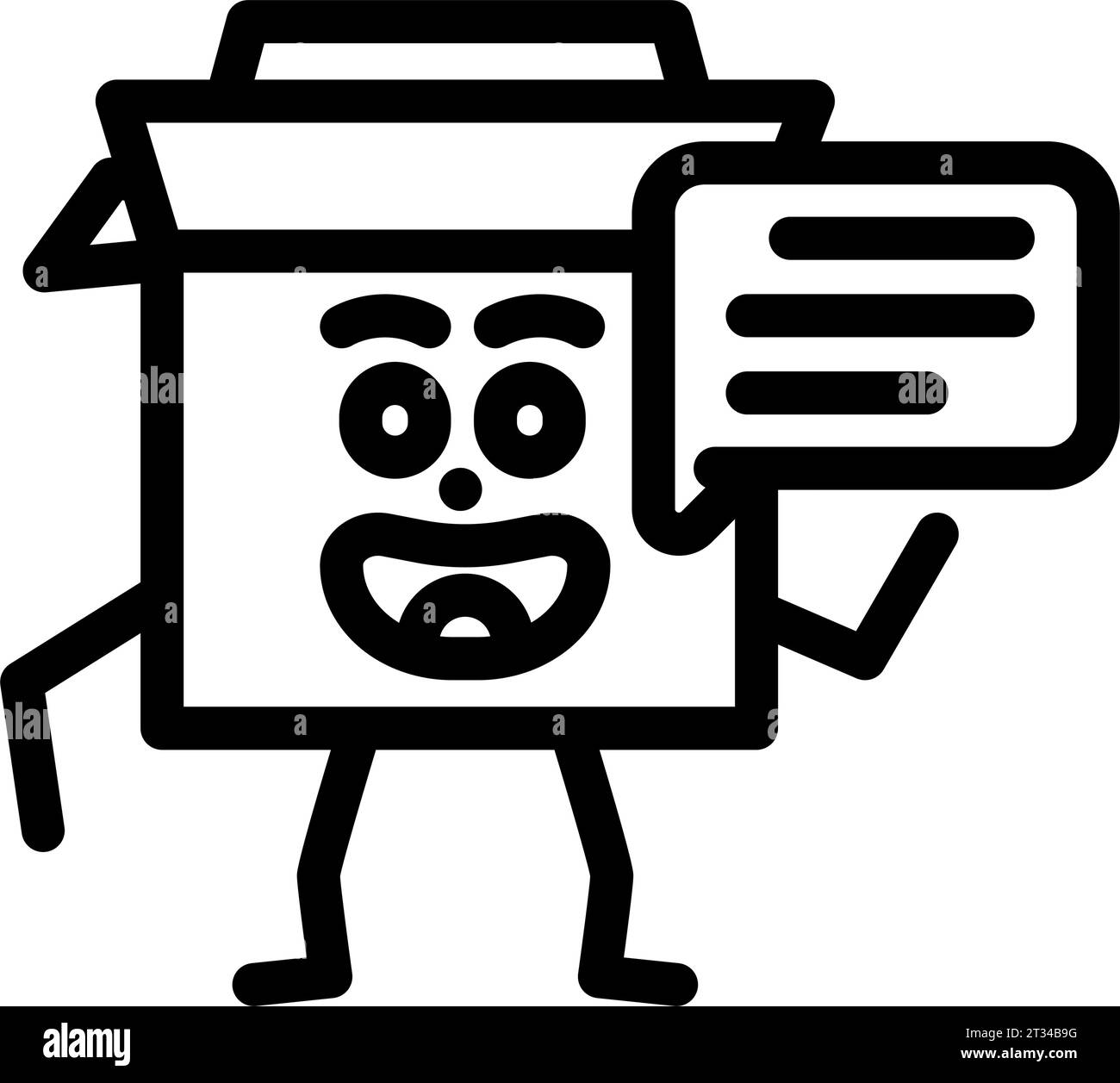 speak cardboard box character line icon vector illustration Stock ...