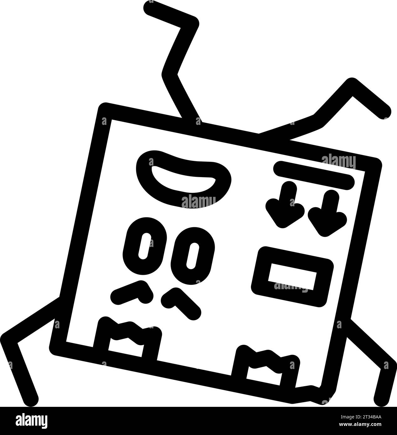 do not turn cardboard box character line icon vector illustration Stock ...