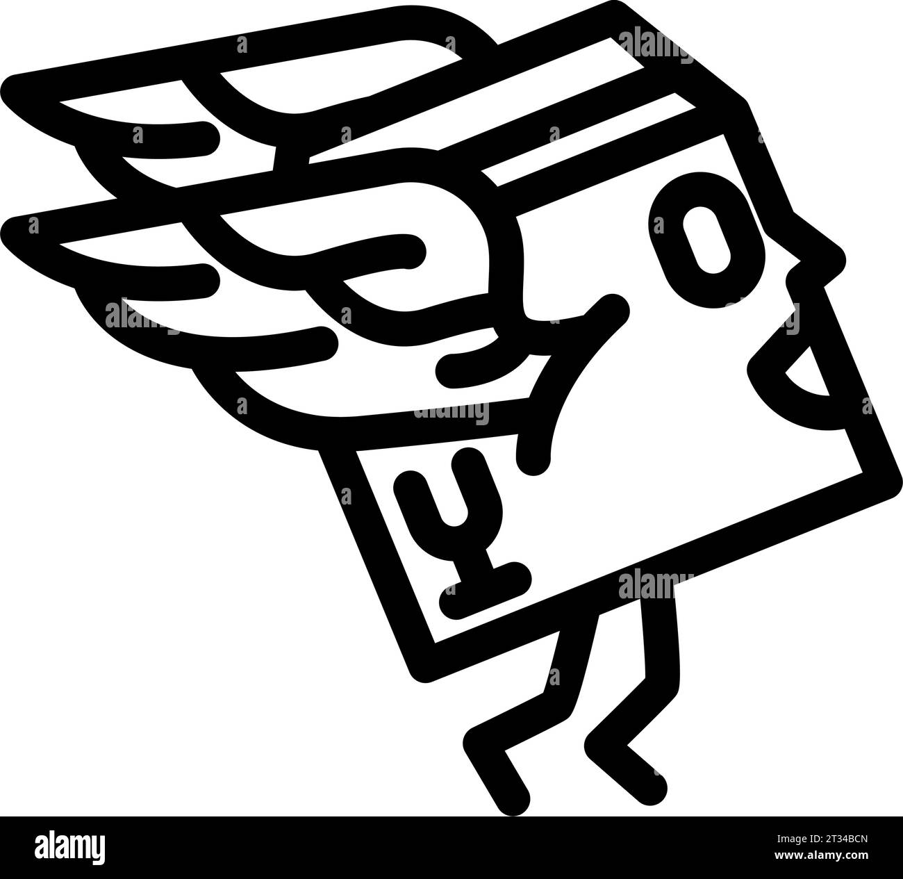 fly wings cardboard box character line icon vector illustration Stock ...