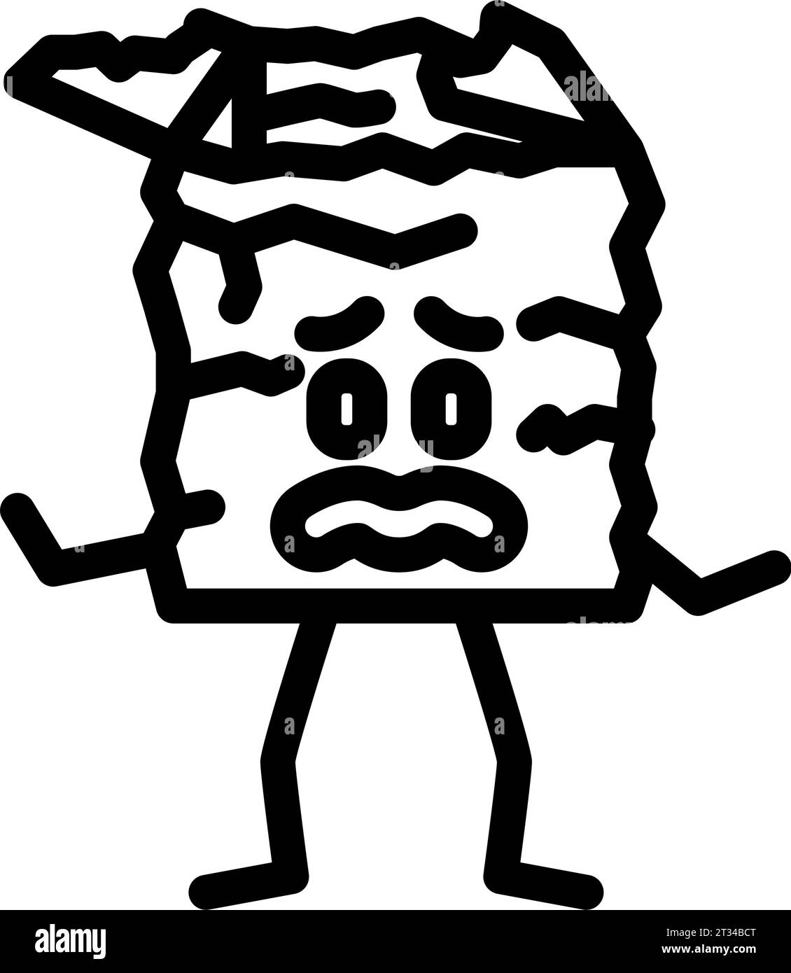 torn sad cardboard box character line icon vector illustration Stock ...