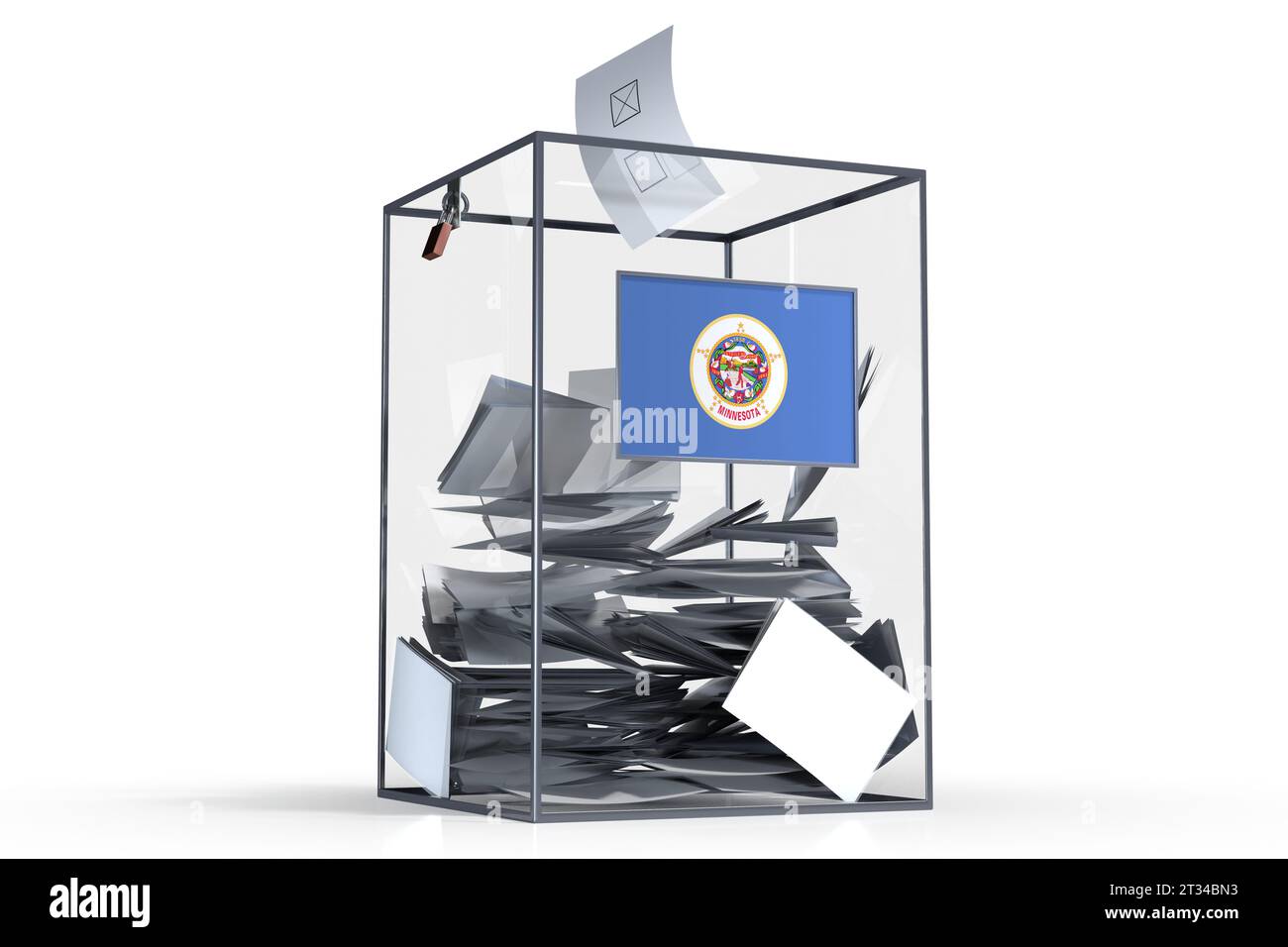 Minnesota - state flag on ballot box and voices - election concept ...