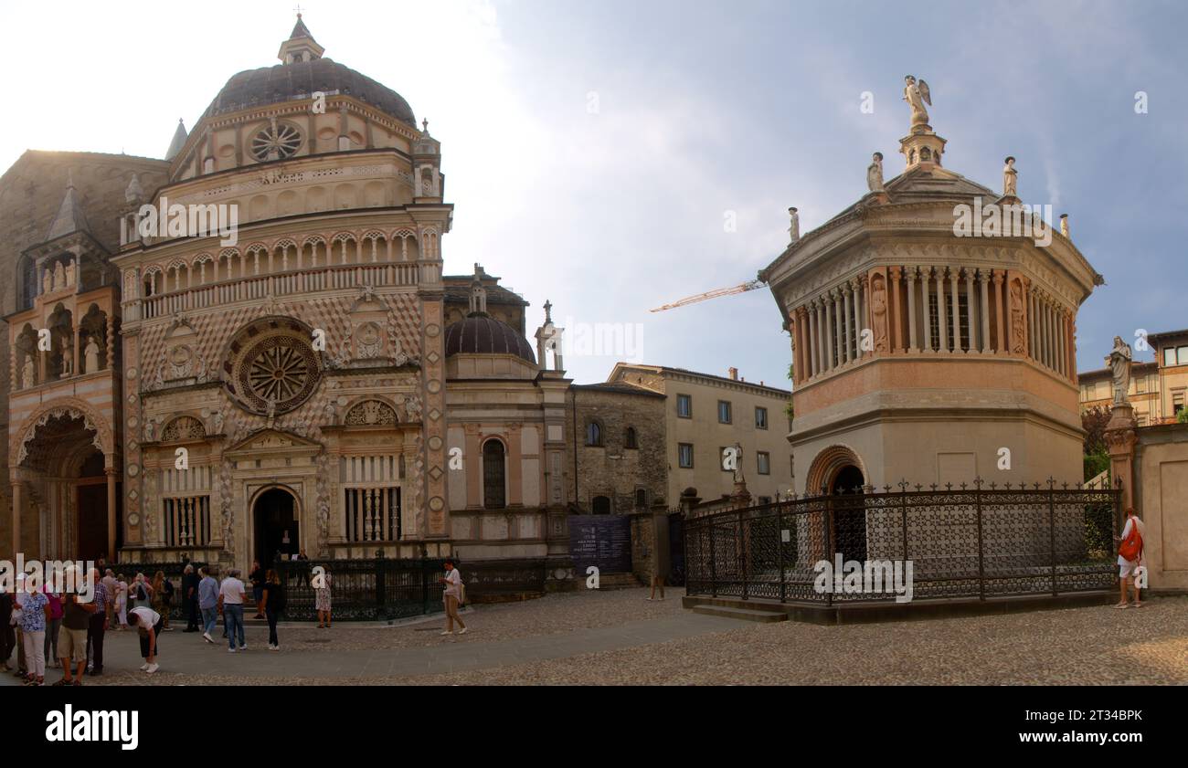 Basilica di Santa Maria Maggiore in Bergamo showing the Battistero di ...