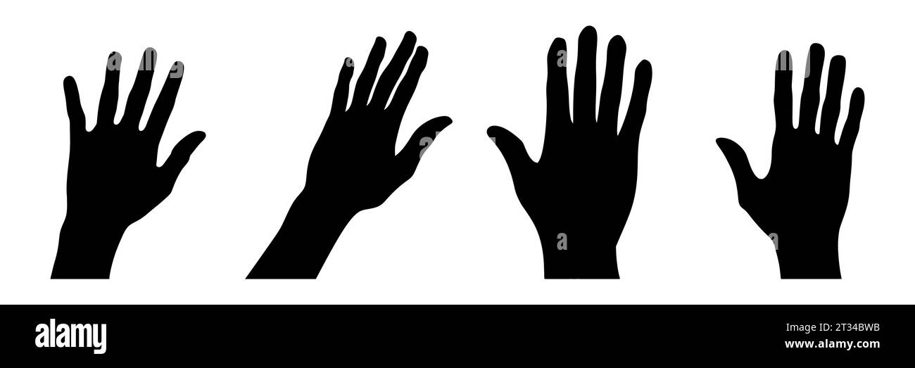 Set of human hand silhouettes, open palms isolated Stock Vector Image ...