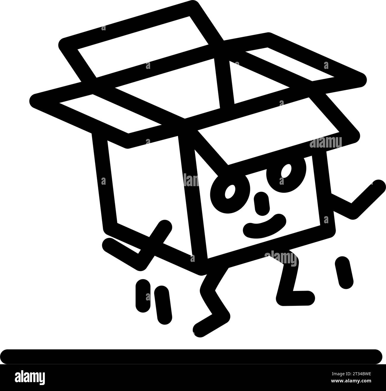 jump cardboard box character line icon vector illustration Stock Vector ...