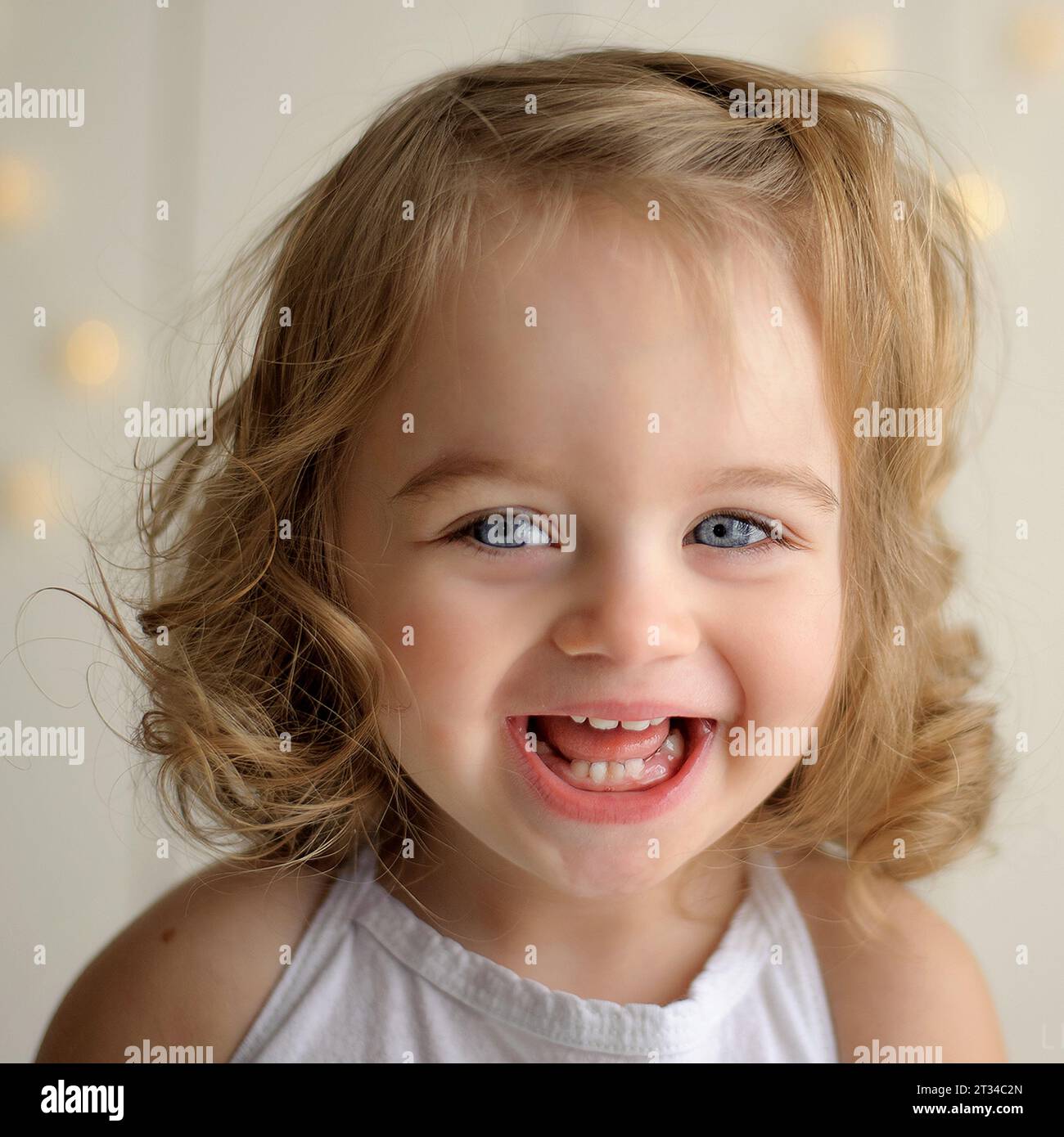Beautiful Blue Eyed Blonde Haired Girl Laughing Stock Photo Alamy
