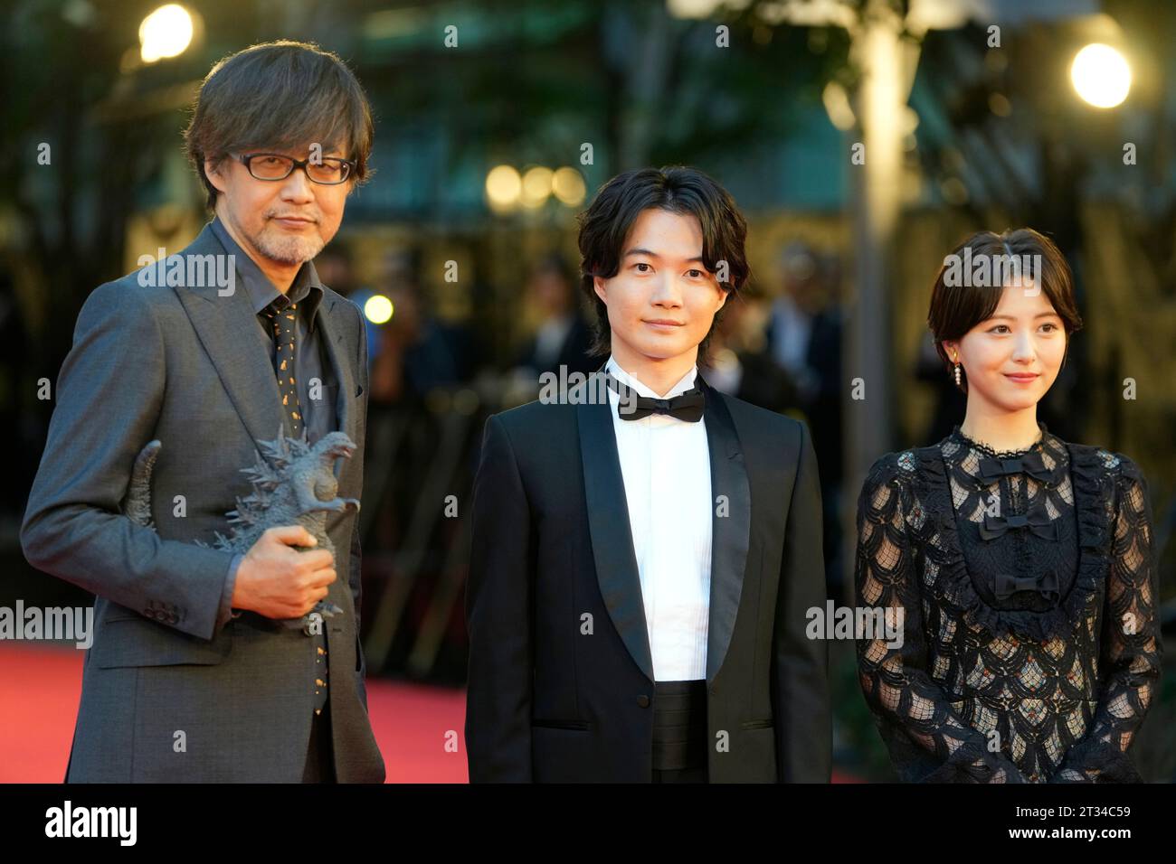 Director of Godzilla Minus One, Takashi Yamazaki, from left to right ...