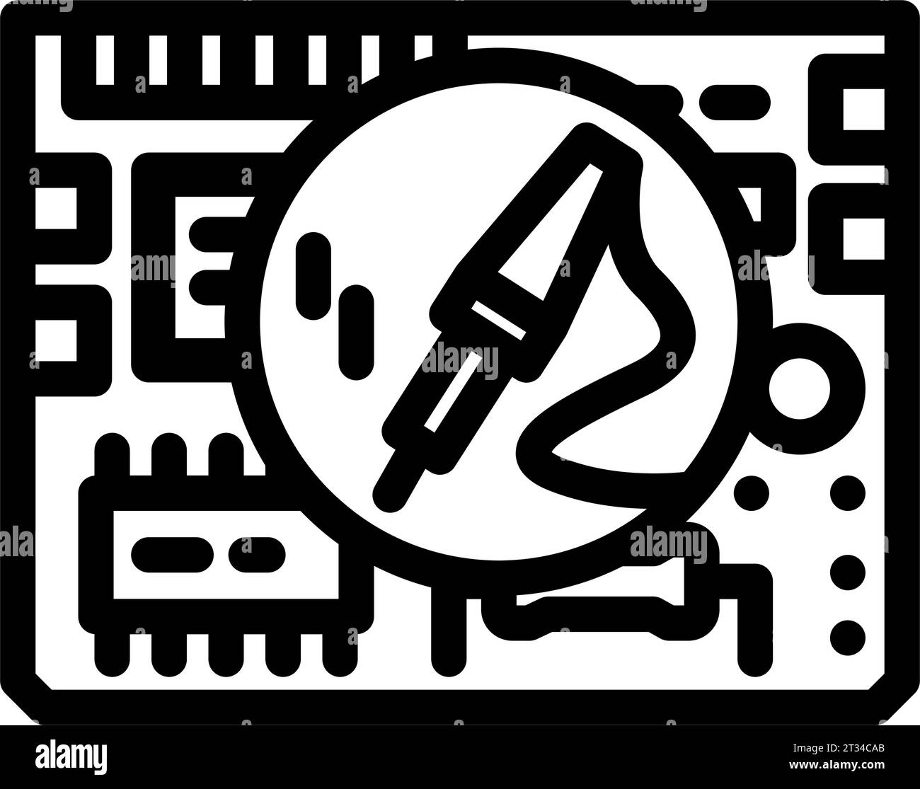 circuit board repair electronics line icon vector illustration Stock ...
