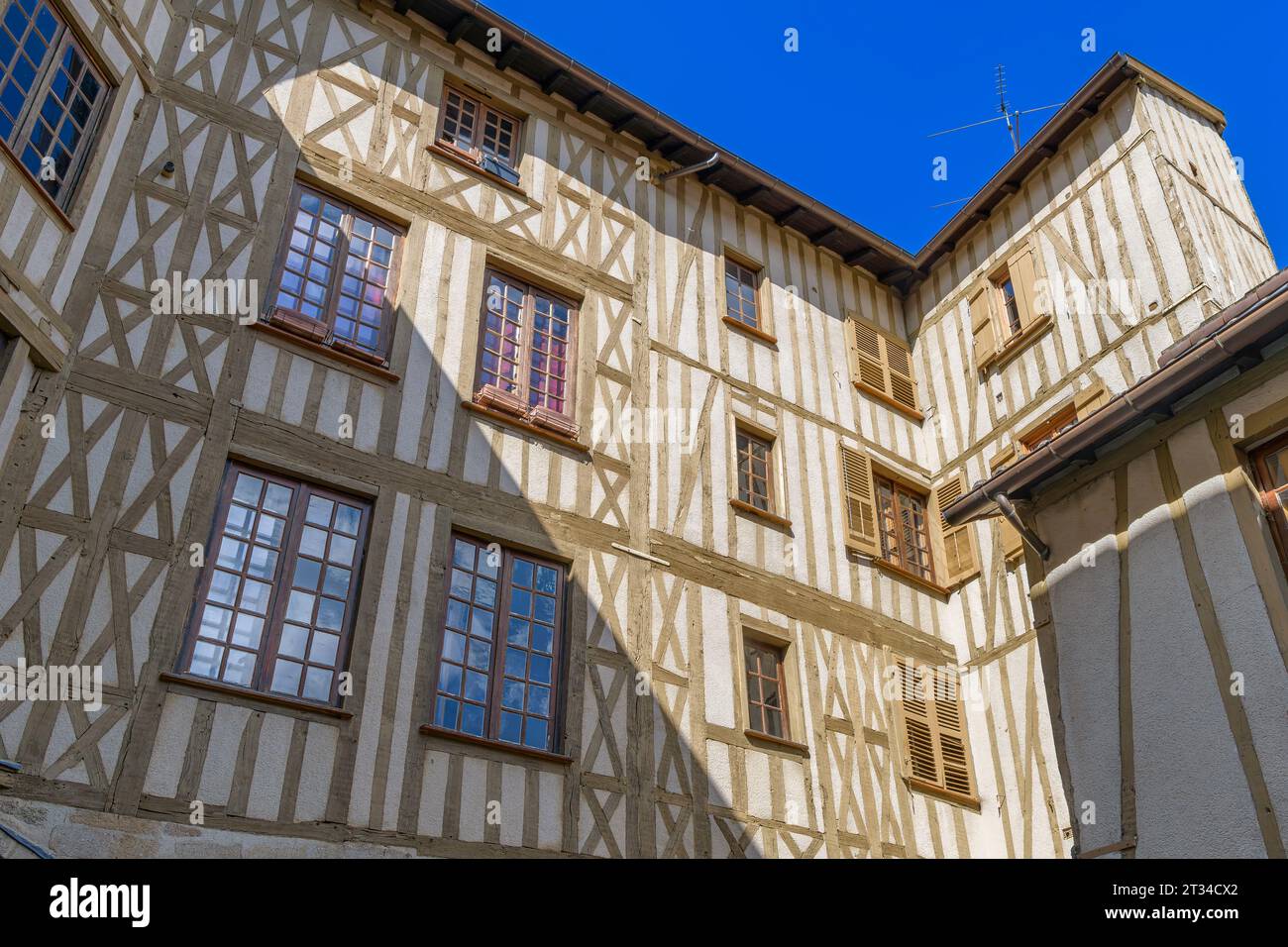 Distinctive, half-timbered, terraced houses on Coeur du Temple, in ...