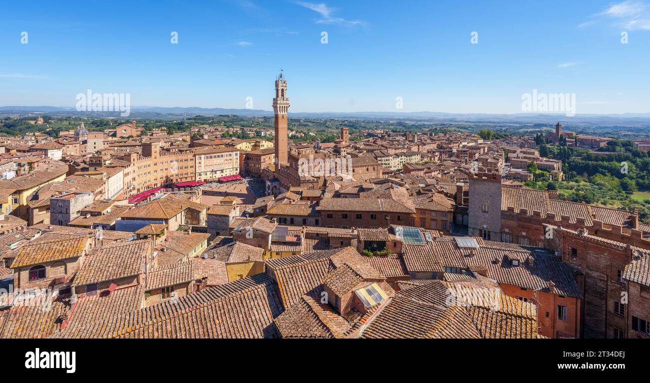 aerial view over the historic city of Siena in Tuscany, Italy Stock ...