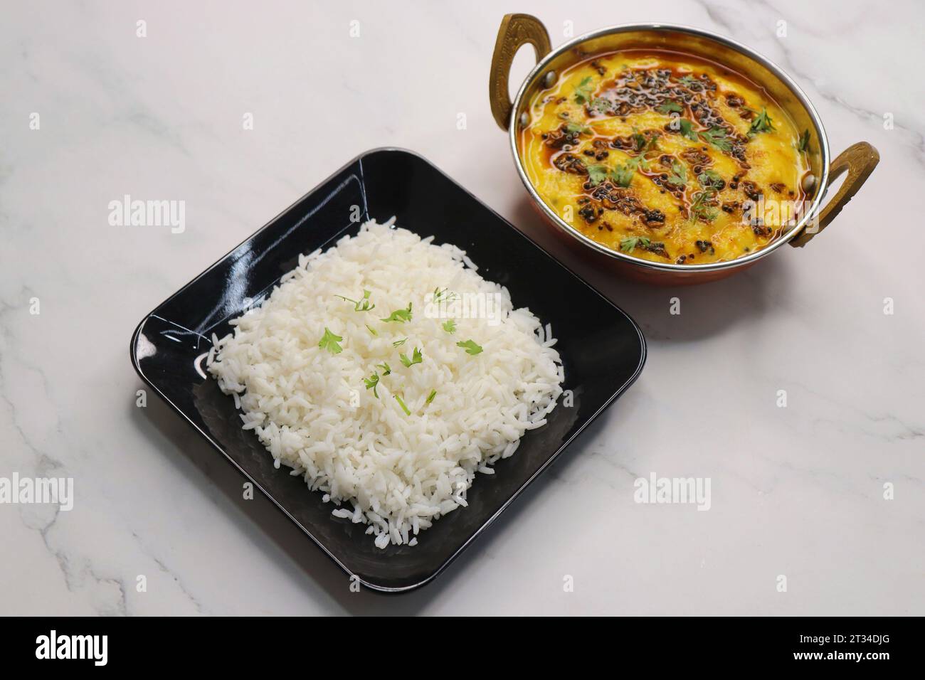 Healthy nutritious Indian comfort food Dal Chawal thali or Dal Rice ...