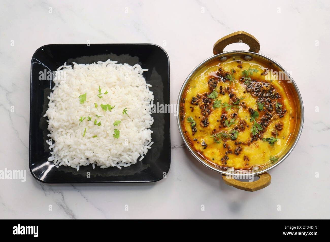 Healthy nutritious Indian comfort food Dal Chawal thali or Dal Rice ...