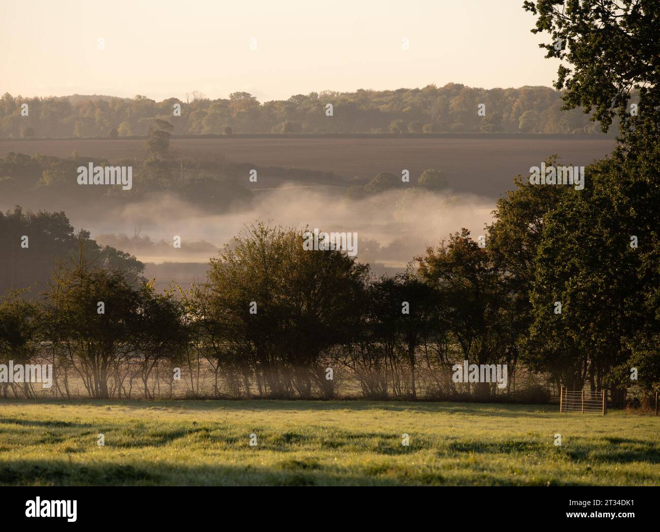 A view from Chadlington village, early morning in autumn, Oxfordshire ...