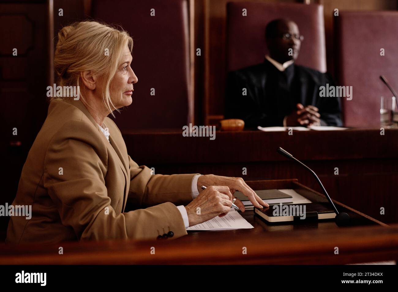 Female attorney speaking to jury hi-res stock photography and images ...