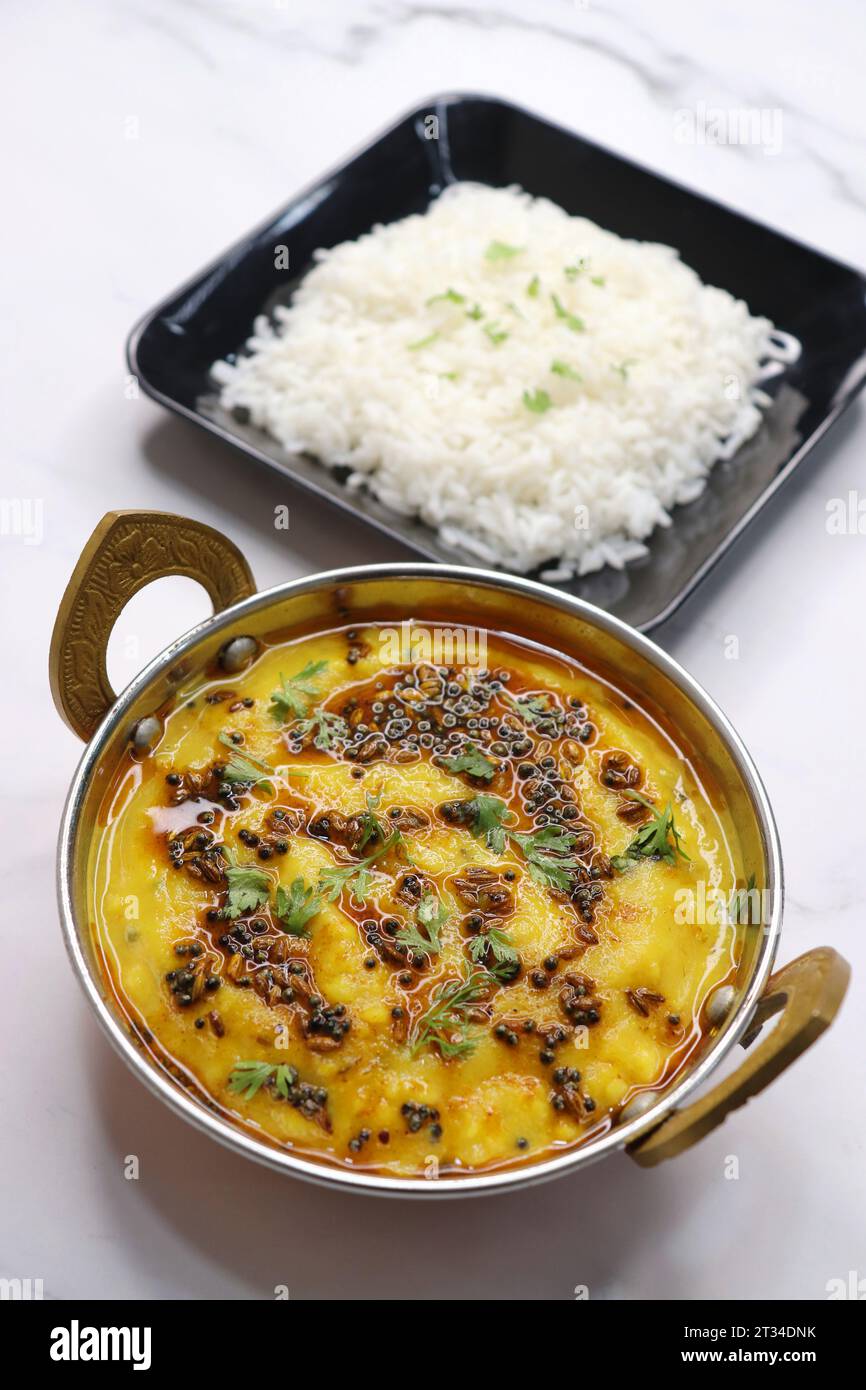 Healthy nutritious Indian comfort food Dal Chawal thali or Dal Rice ...