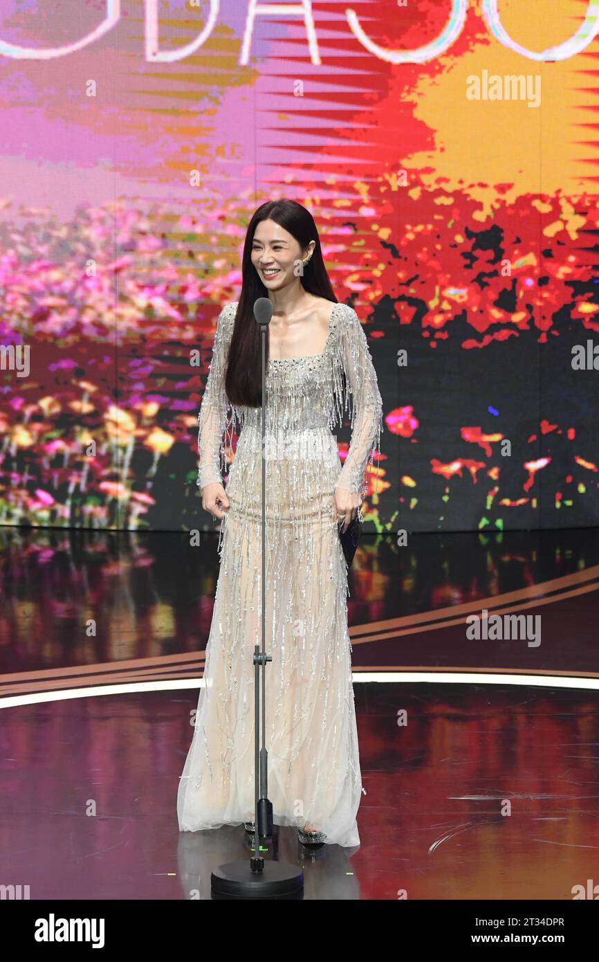 Taiwanese actress Hsieh Ying-xuan serves as a presenter at the 58th ...