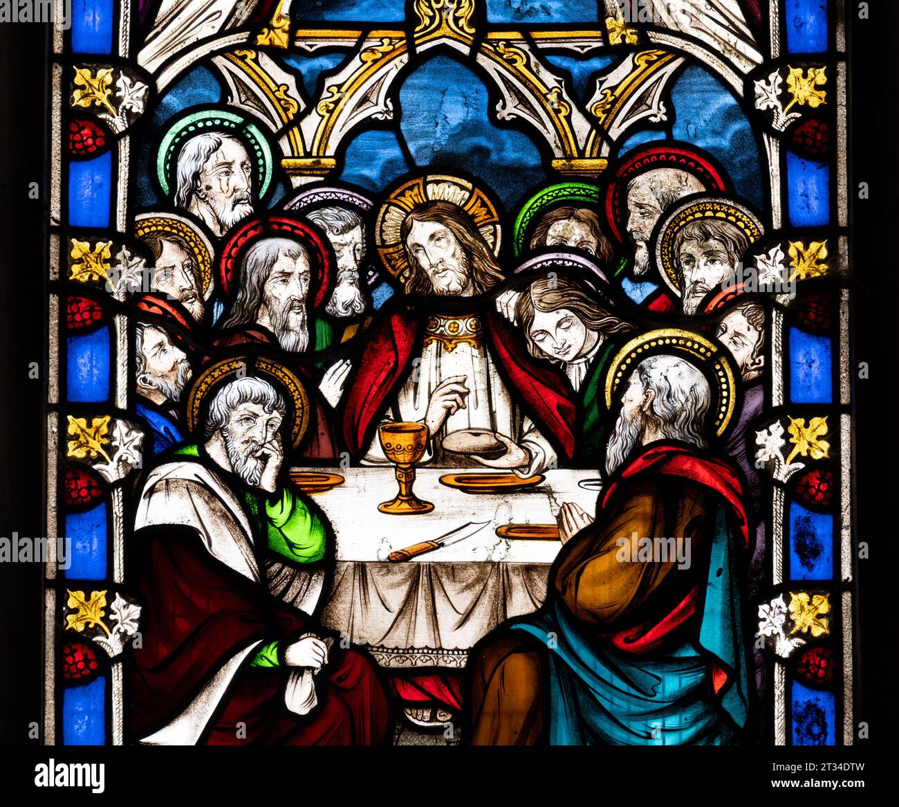 Last Supper stained glass, east window detail, All Saints Church ...